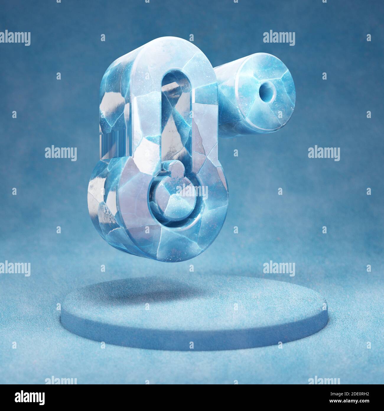 Temperature Low icon. Cracked blue Ice Temperature Low symbol on blue ...