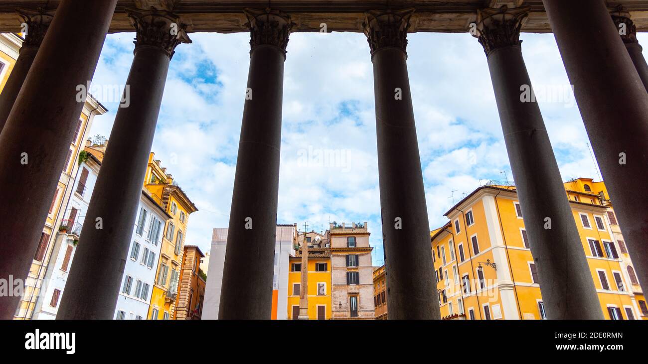 Roman Pantheon - view of columns from inside. Rome, Italy Stock Photo ...