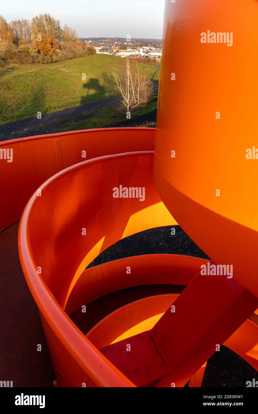 Sculpture slag heap sign, Haldnezeichen, observation tower, slag heap ...