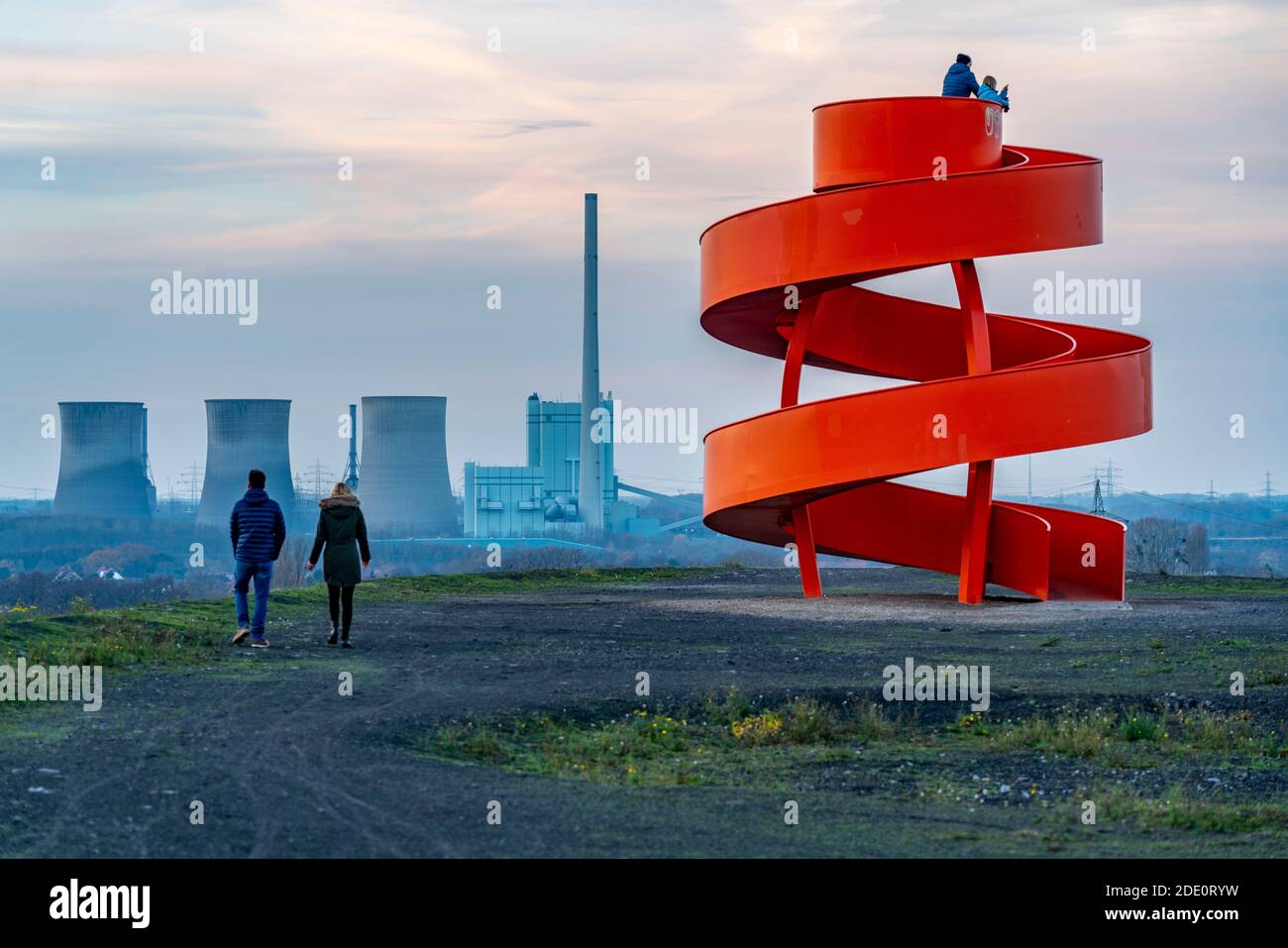 Sculpture slag heap sign, Haldenzeichen, observation tower, slag heap ...