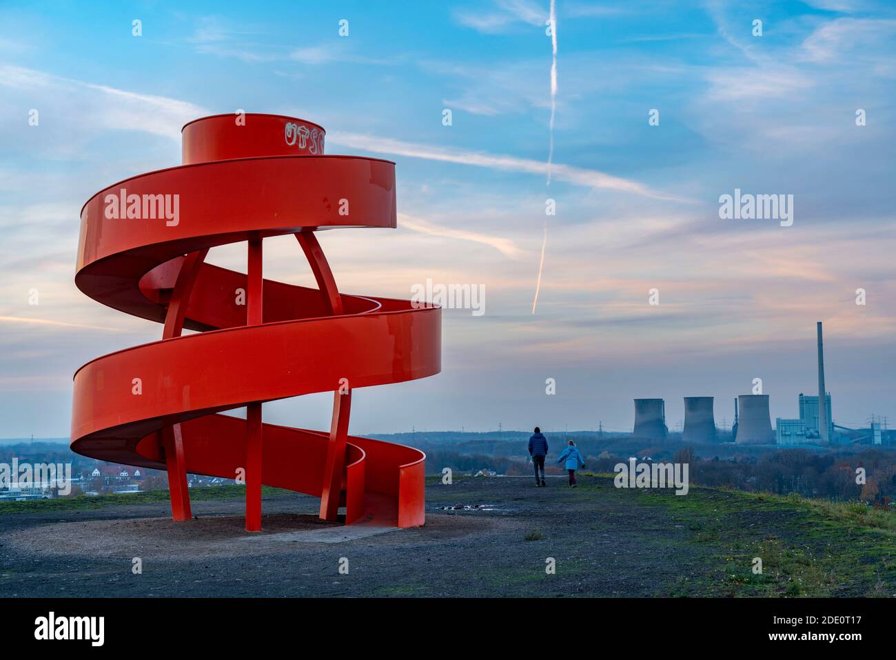 Sculpture slag heap sign, Haldenzeichen, observation tower, slag heap ...