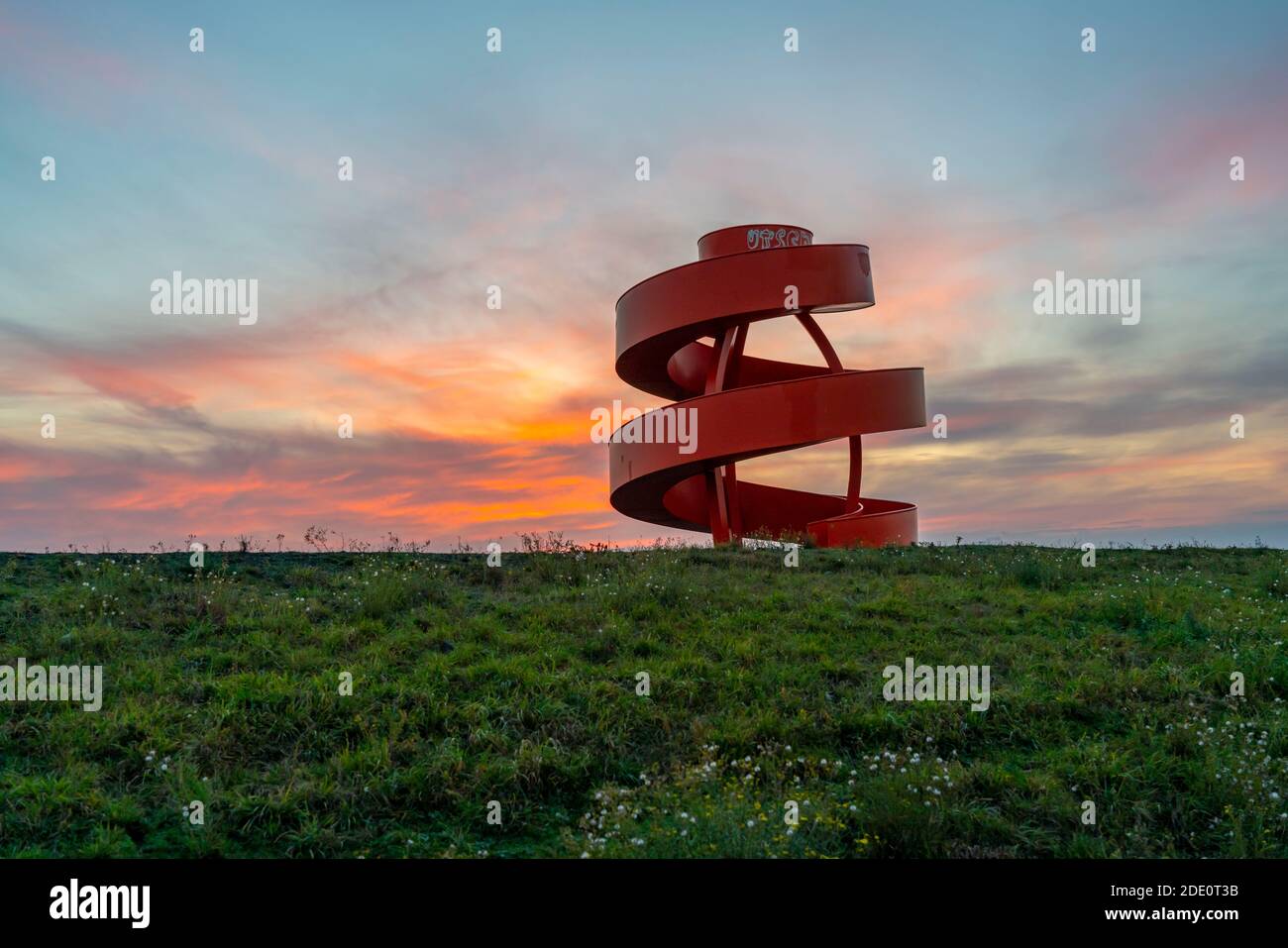 Sculpture slag heap sign, Haldenzeichen, observation tower, slag heap ...