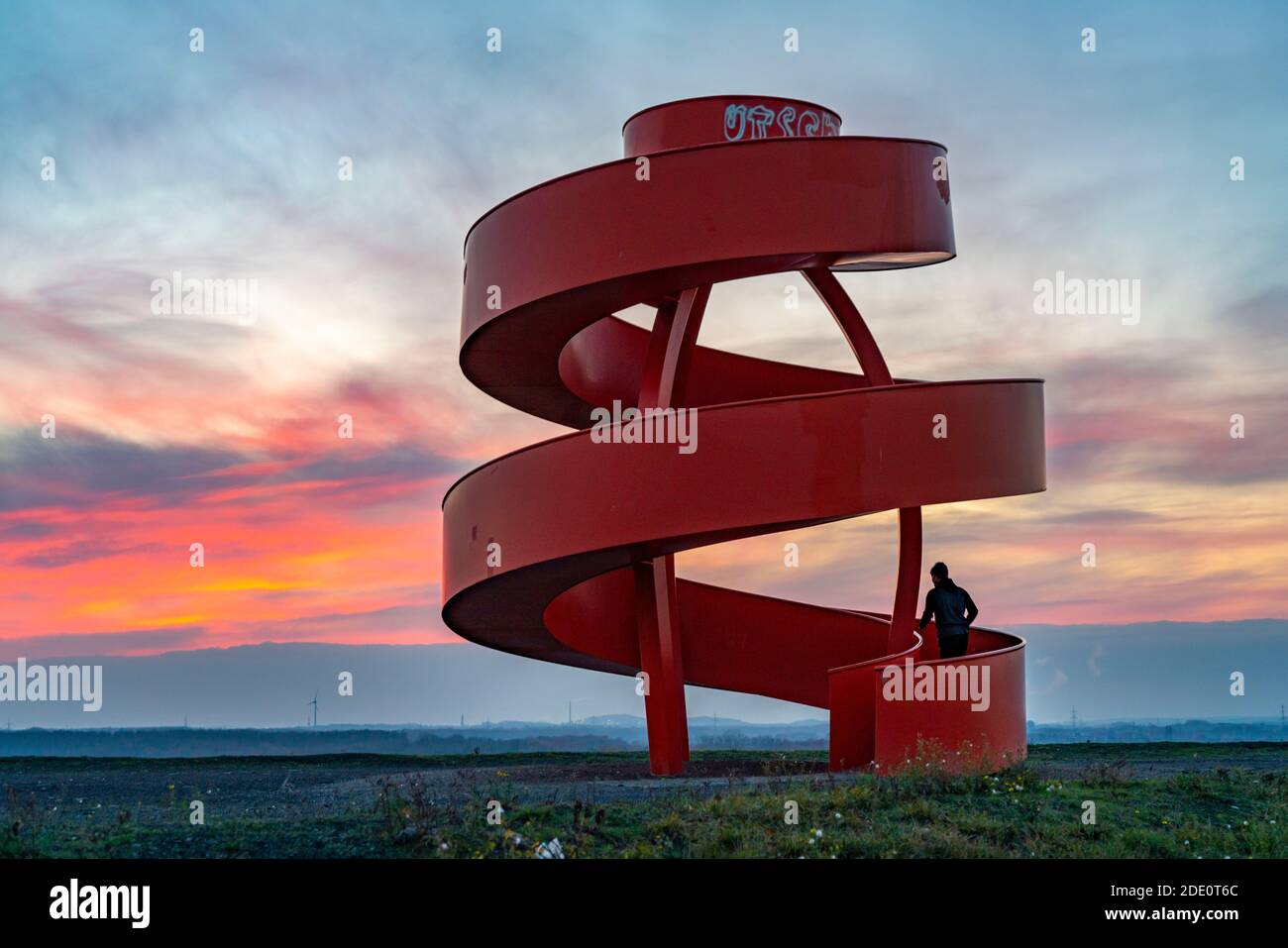 Sculpture slag heap sign, Haldenzeichen, observation tower, slag heap ...