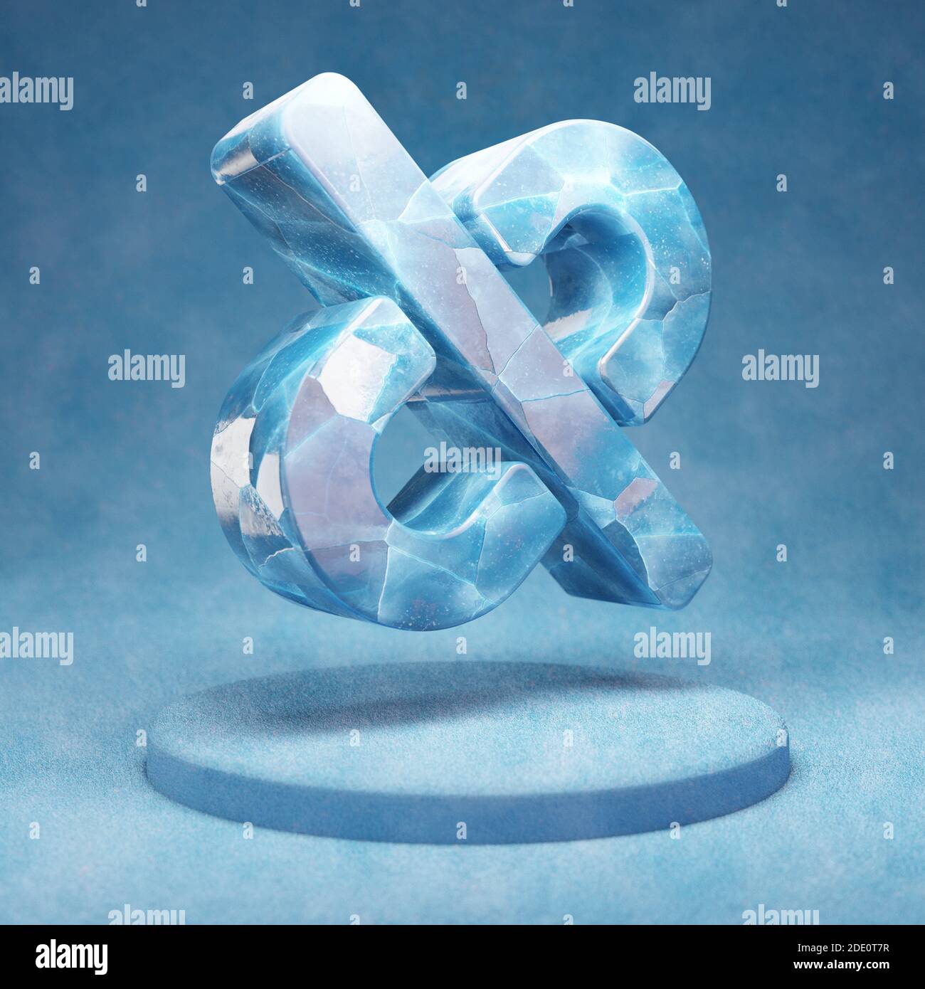 Unlink icon. Cracked blue Ice Unlink symbol on blue snow podium. Social ...