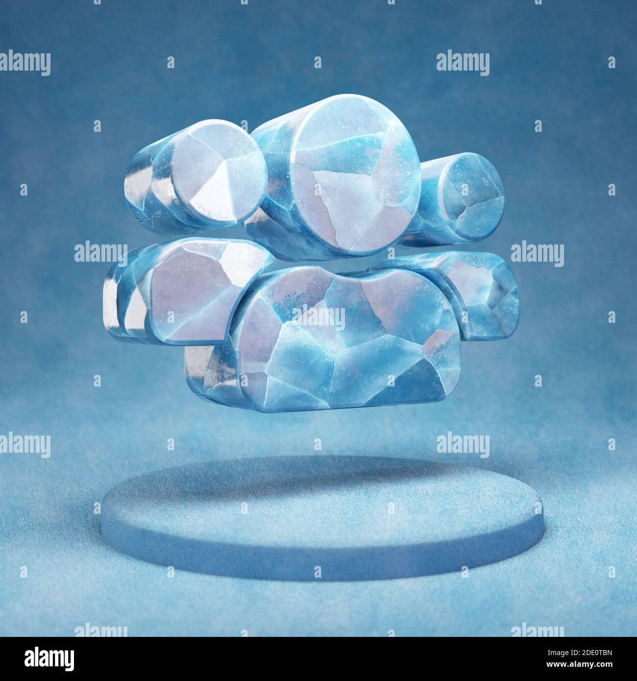 User Group icon. Cracked blue Ice Users symbol on blue snow podium ...
