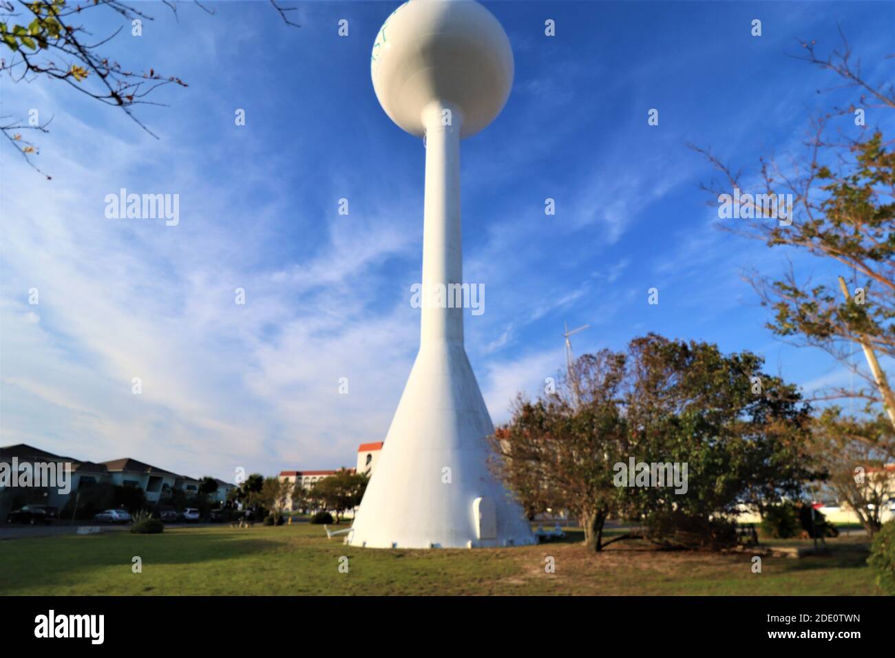 Spheroidal type water tower designed to distribute the water supply ...