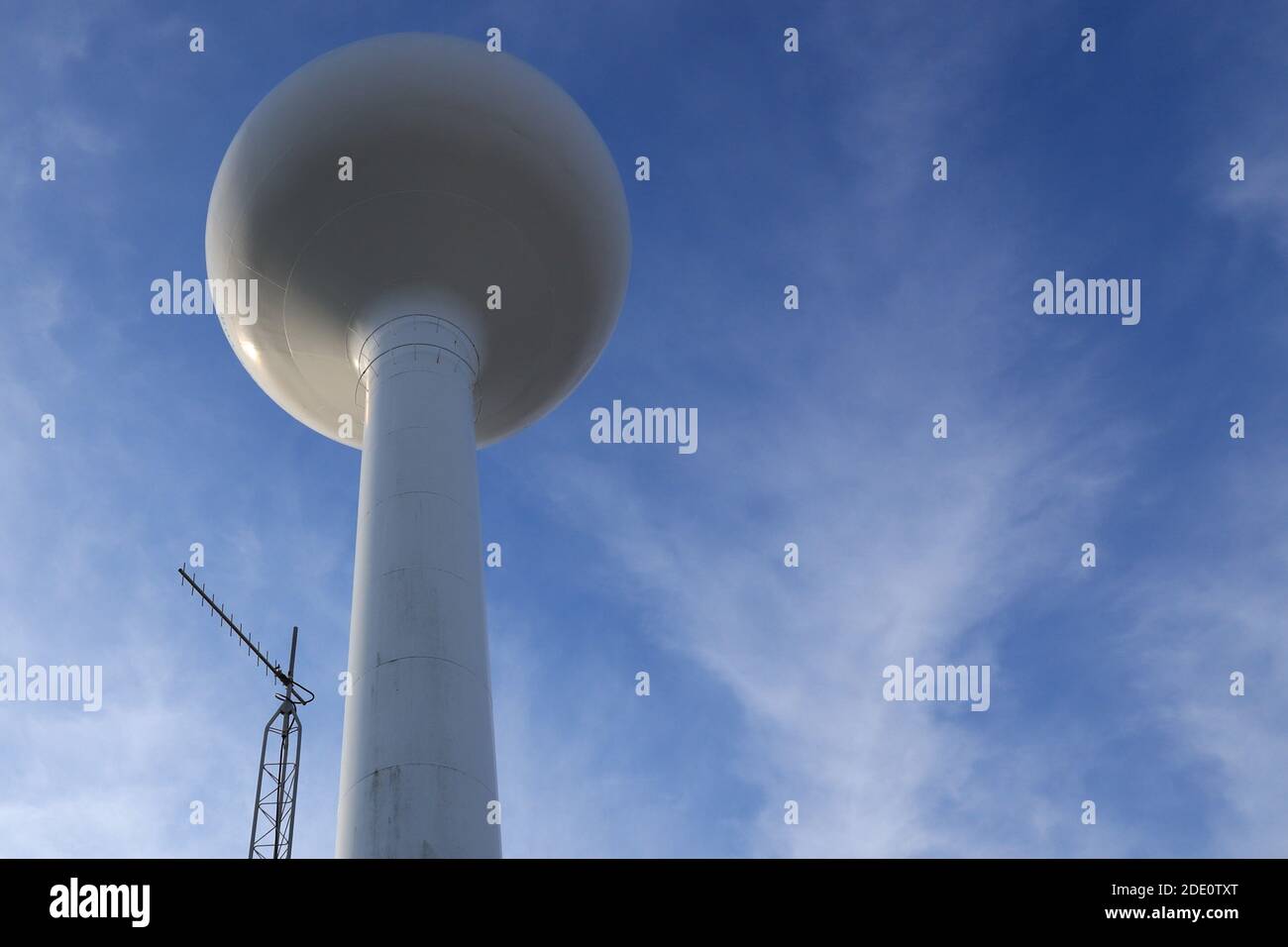 Spheroidal type water tower designed to distribute the water supply ...