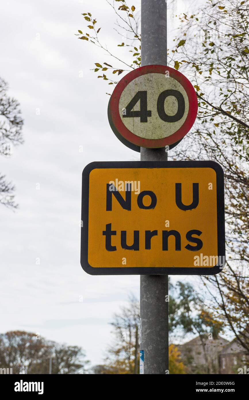No U turns sign, UK Stock Photo - Alamy