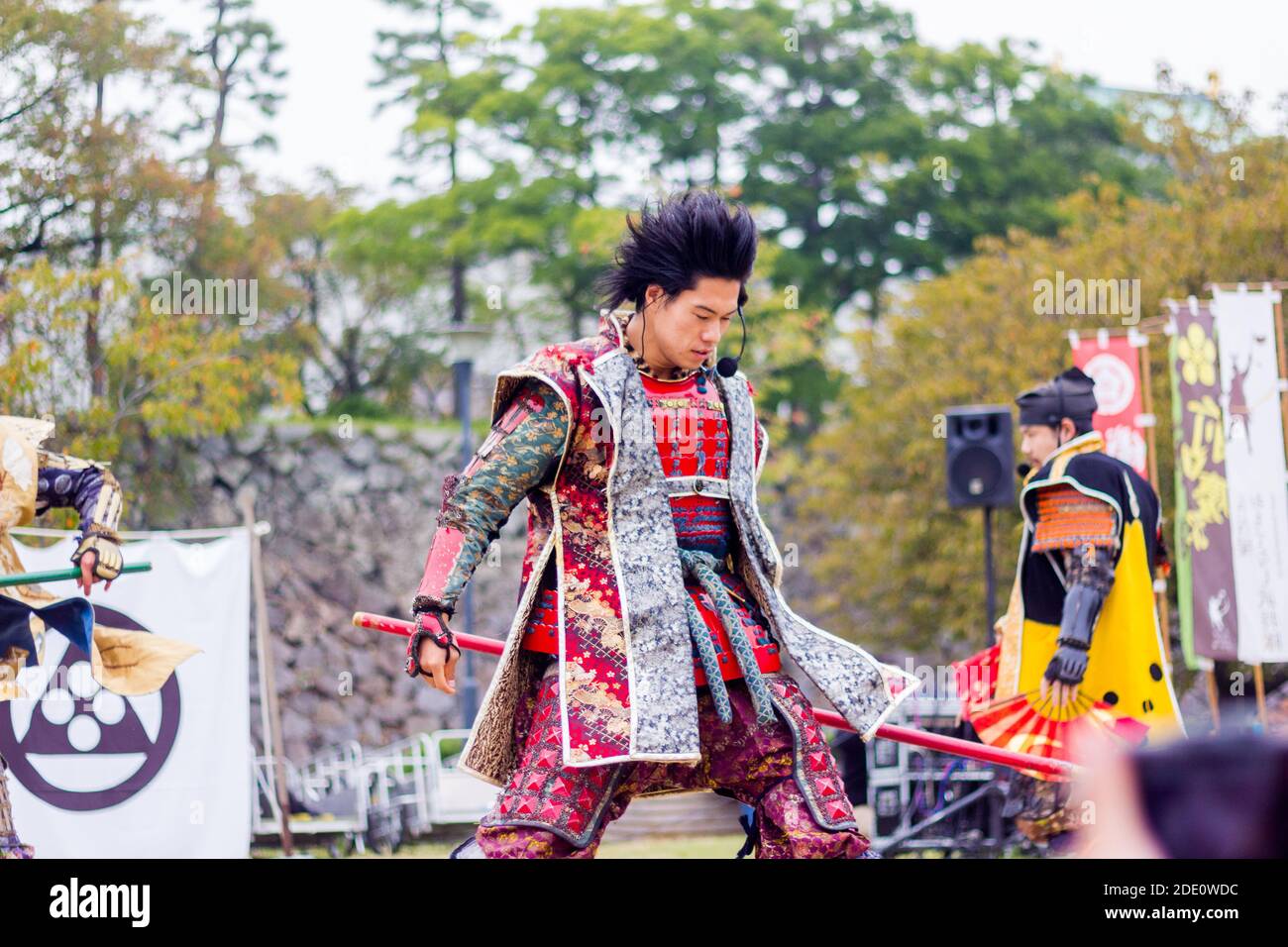 The Omotenashi Bushotai Samurai actor doing a performance outside ...