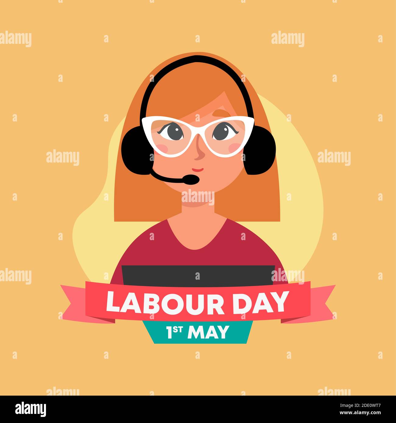 Labour day yellow picture secretary worker - Vector Stock Vector Image ...