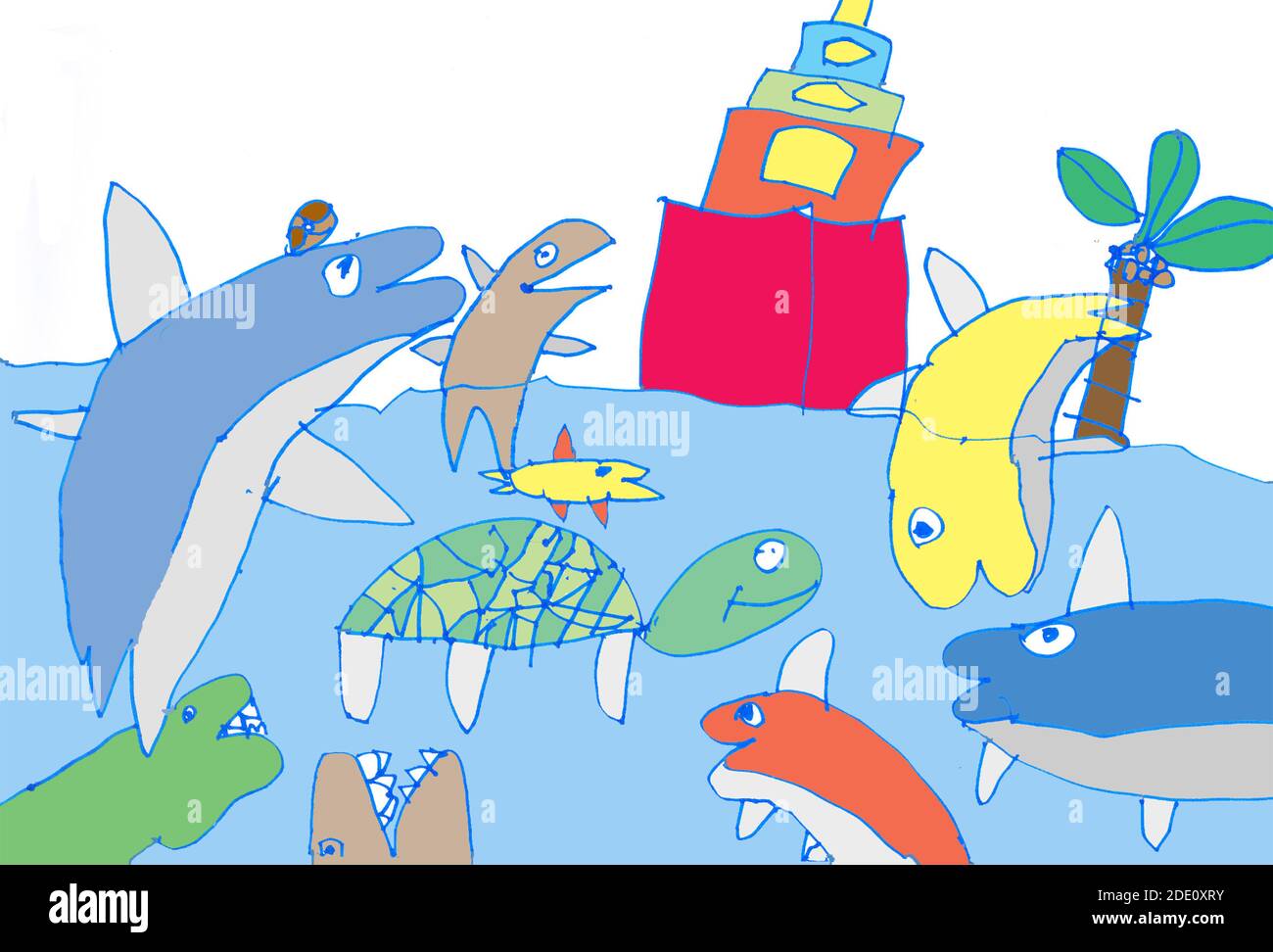 Child drawing fish sea hi-res stock photography and images - Alamy