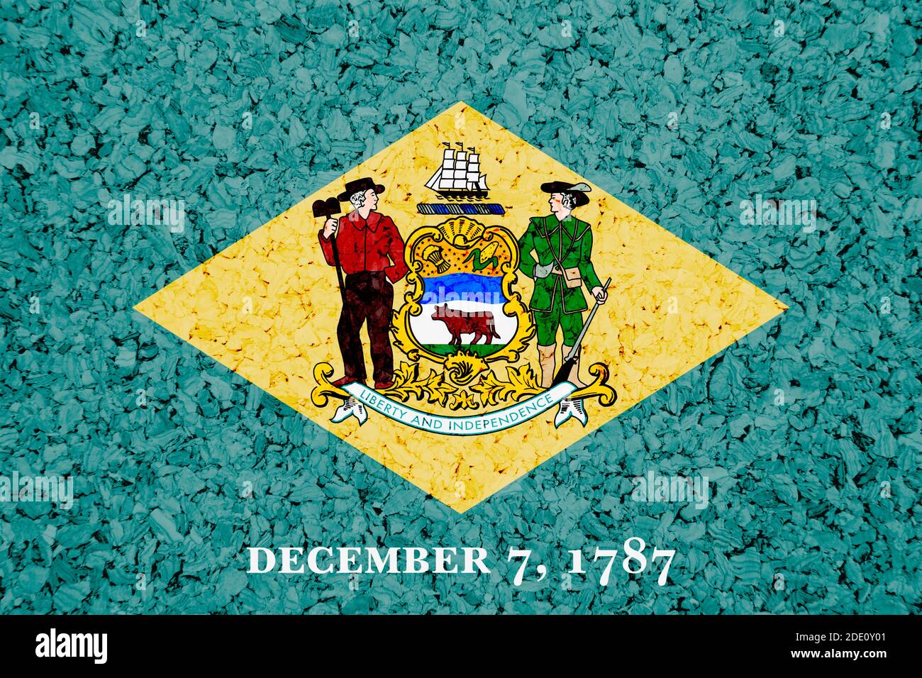 Artistic rendering of the Delaware state flag with grunge texture ...