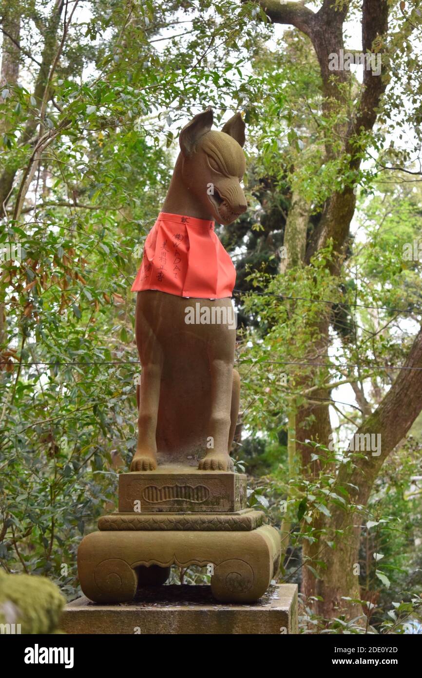 Kyoto, Japan - March 30th 2019; Hundreds of stone foxes are holy ...