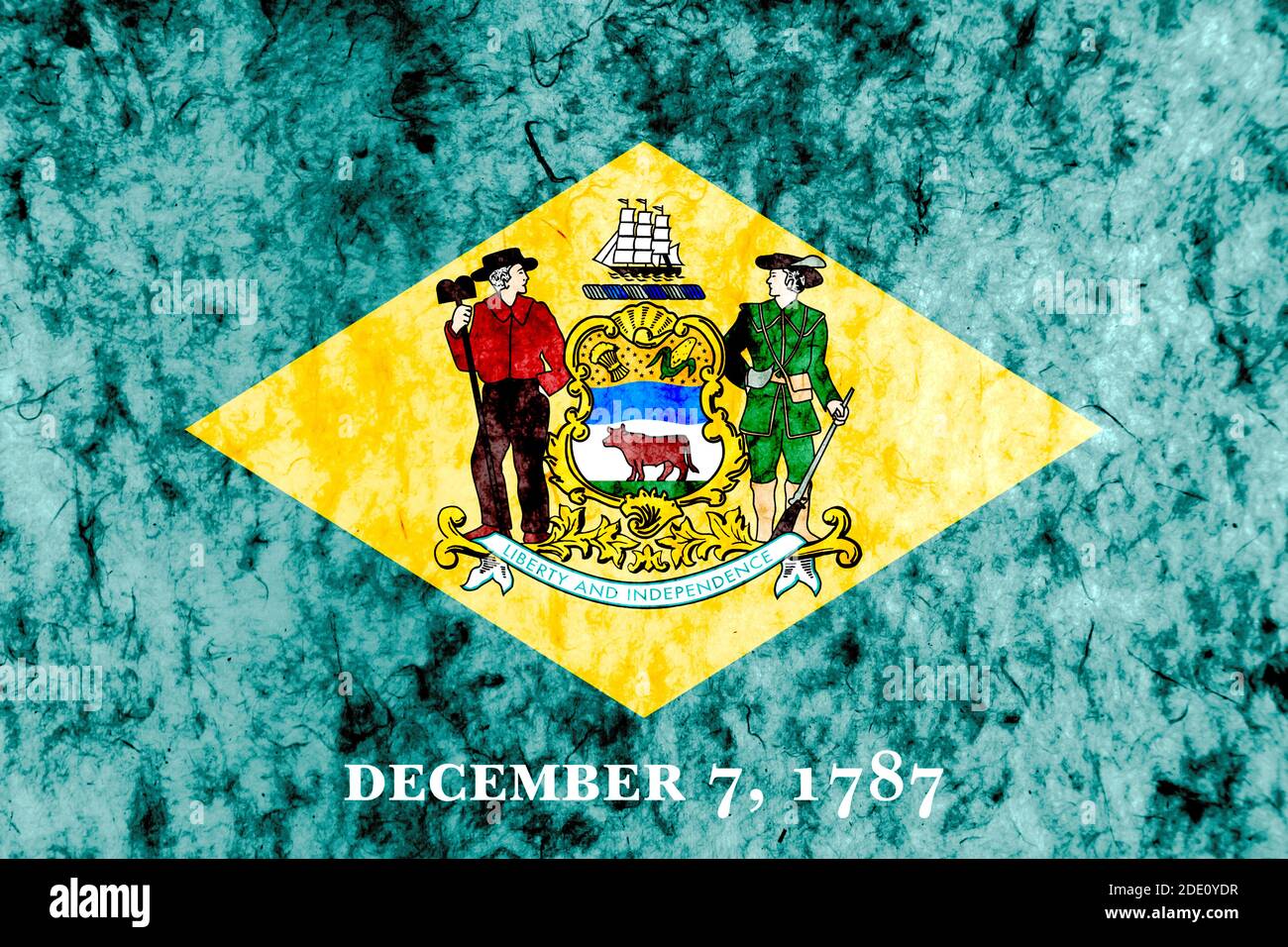 Artistic rendering of the Delaware state flag with grunge texture ...