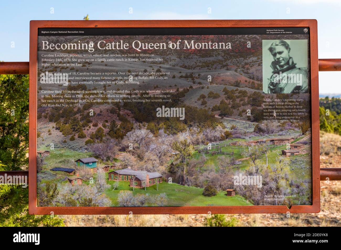Interpretive sign about Caroline Lockhart Historic Ranch Site in ...