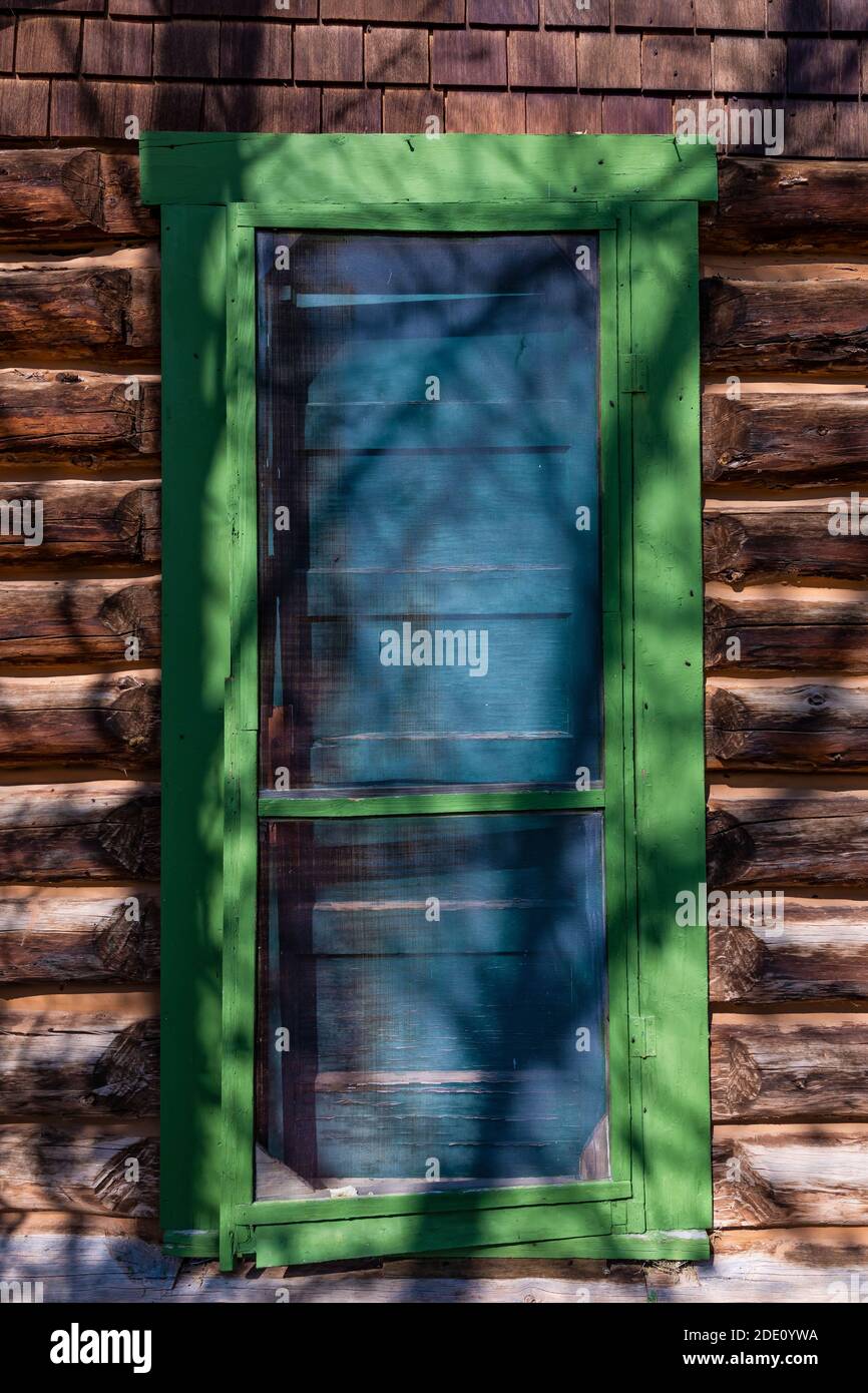 Door to ranch house at Caroline Lockhart Historic Ranch Site in Bighorn ...