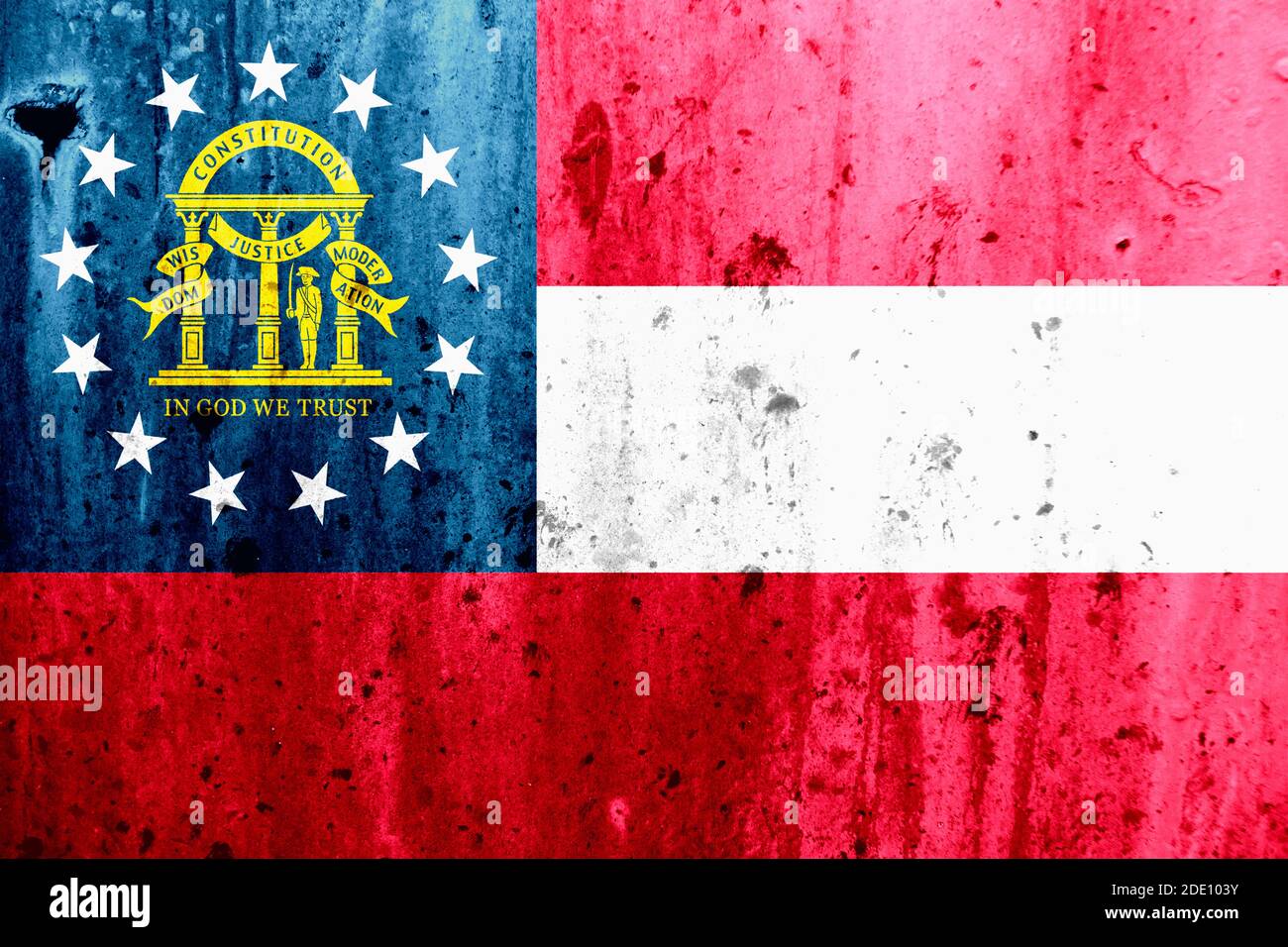 Artistic rendering of the Georgia state flag with grunge texture ...