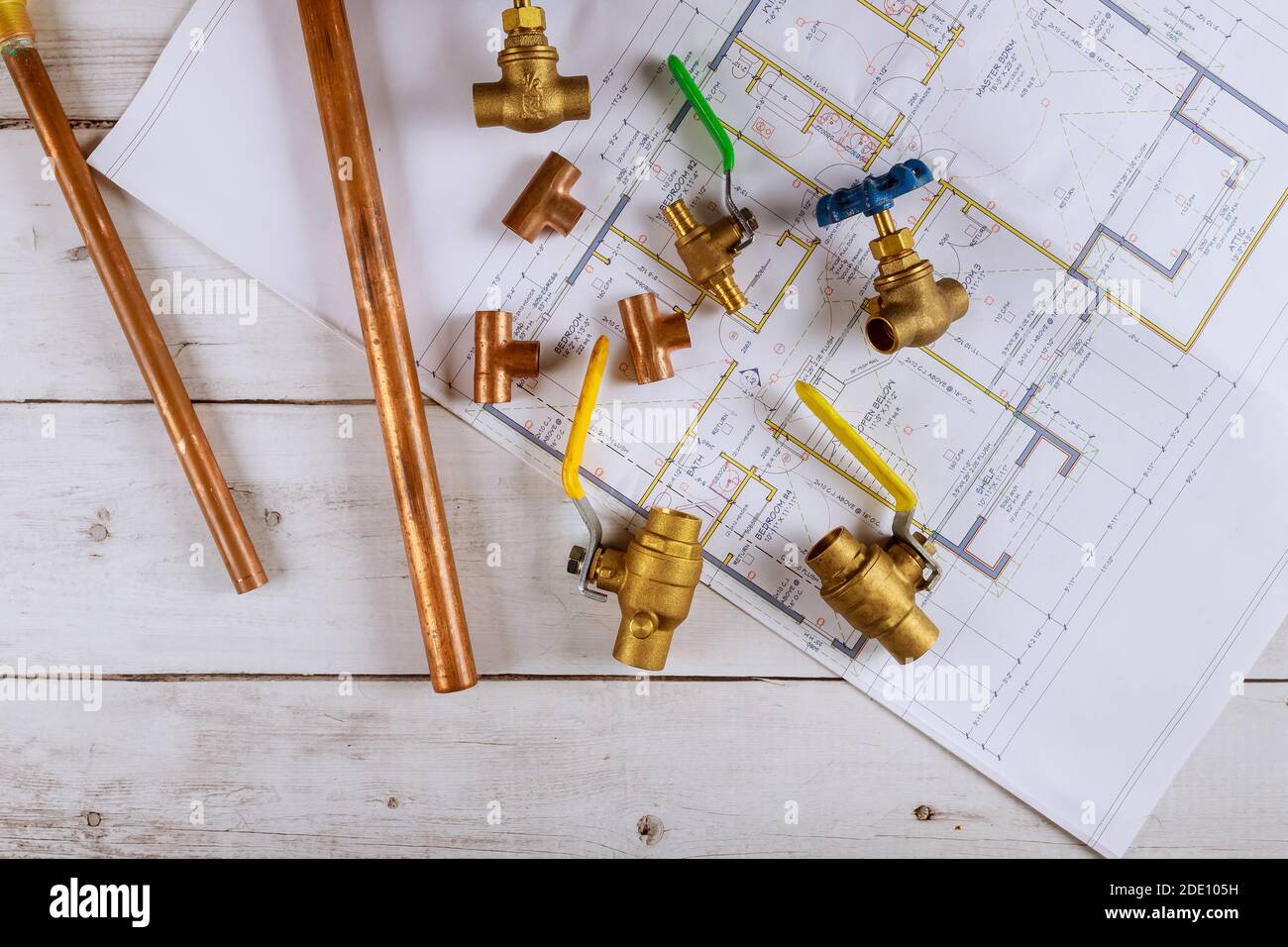Working plumbing tools different pipe, tube, fittings and connectors ...