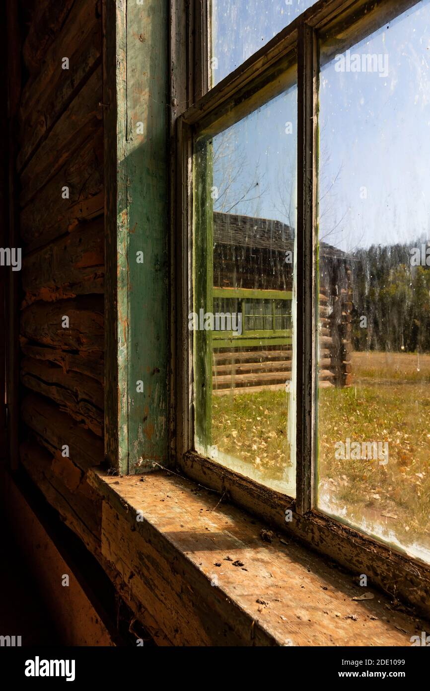 Window in ranch house at Caroline Lockhart Historic Ranch Site in ...