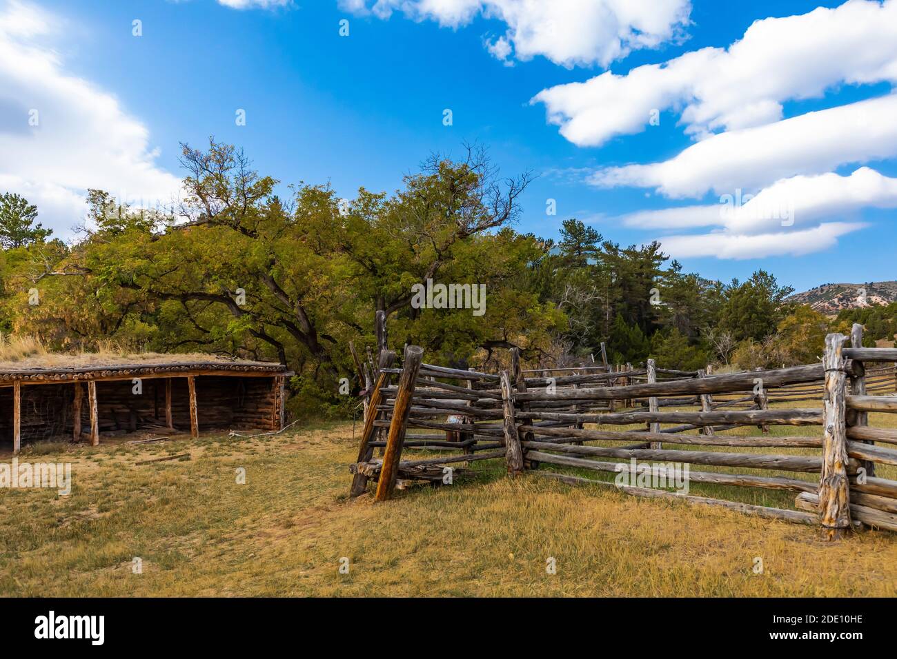 Corral and barn at Caroline Lockhart Historic Ranch Site in Bighorn ...