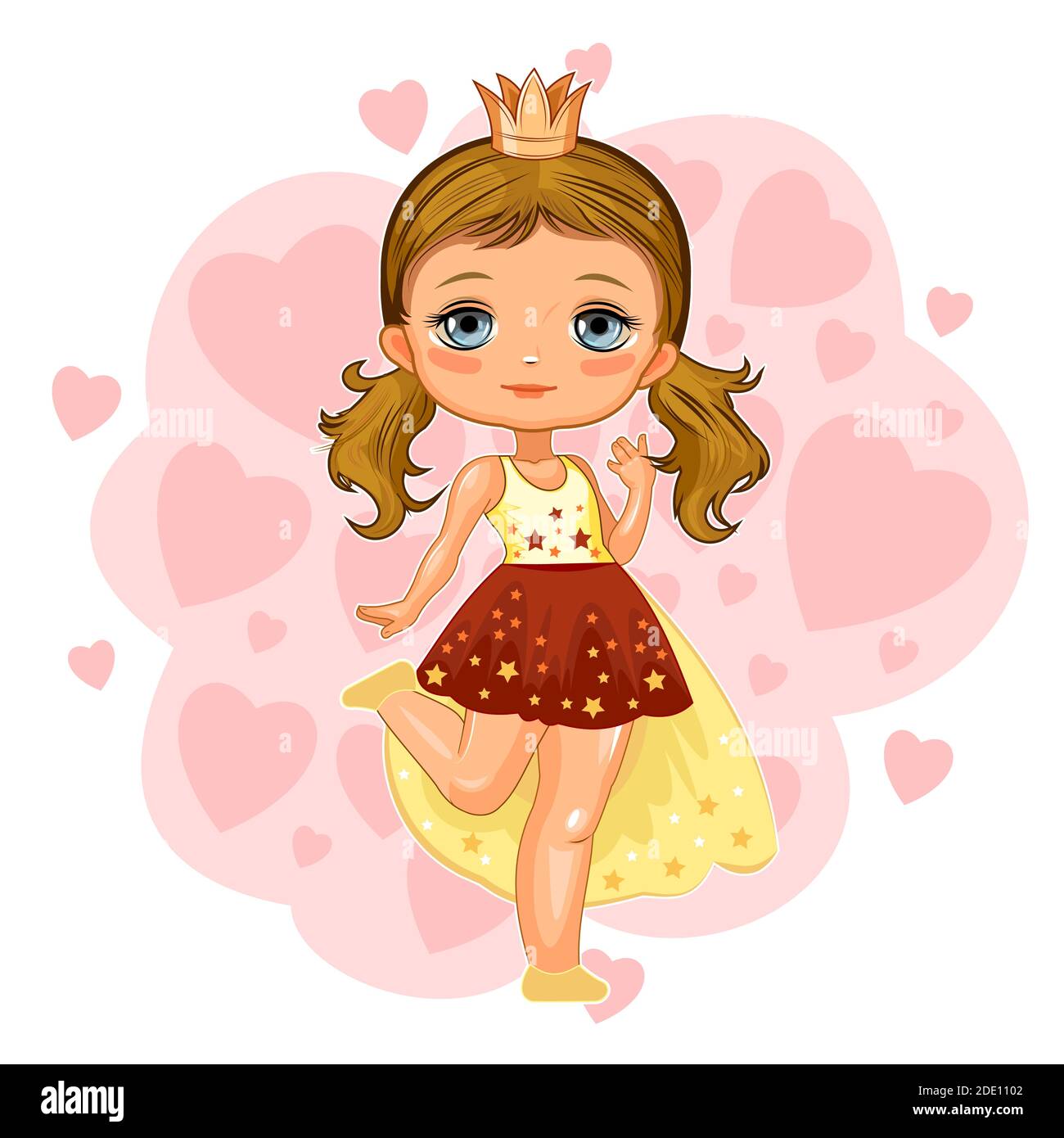 A cute little girl dressed as a princess. Cheerful funny child in a ...