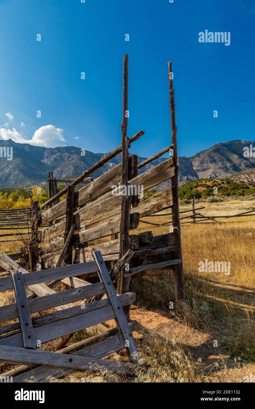 Corral at the historic Ewing-Snell Ranch at Bighorn Canyon National ...