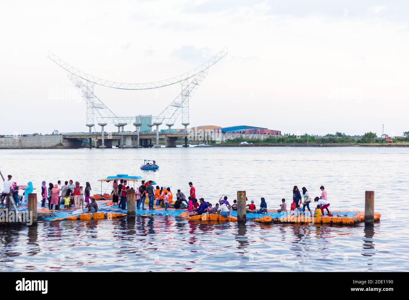 Pantar Losari, a popular city boardwalk in Makassar, Indonesia Stock ...