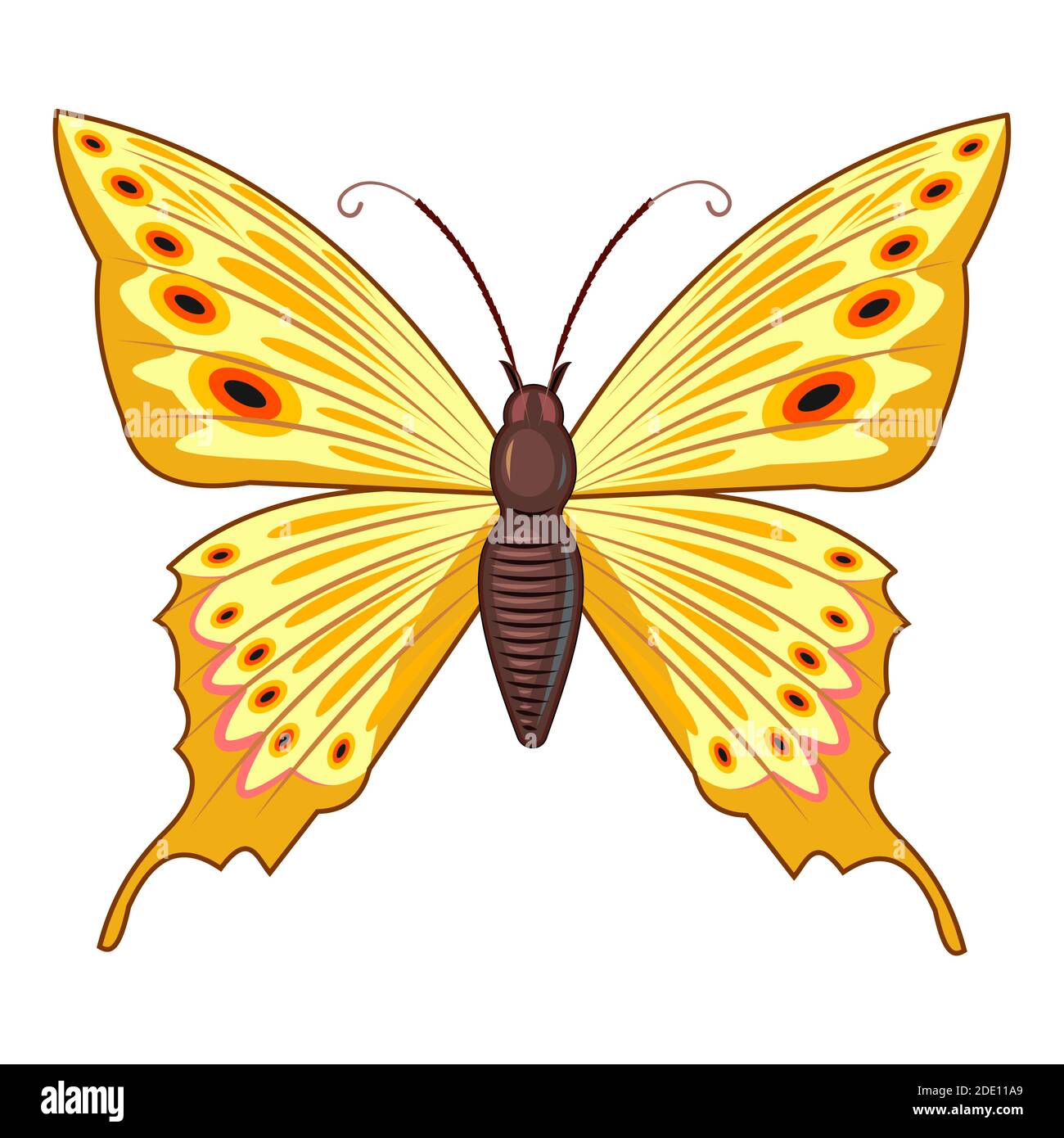 Yellow butterfly. Bright beautiful composition. Isolated object on ...
