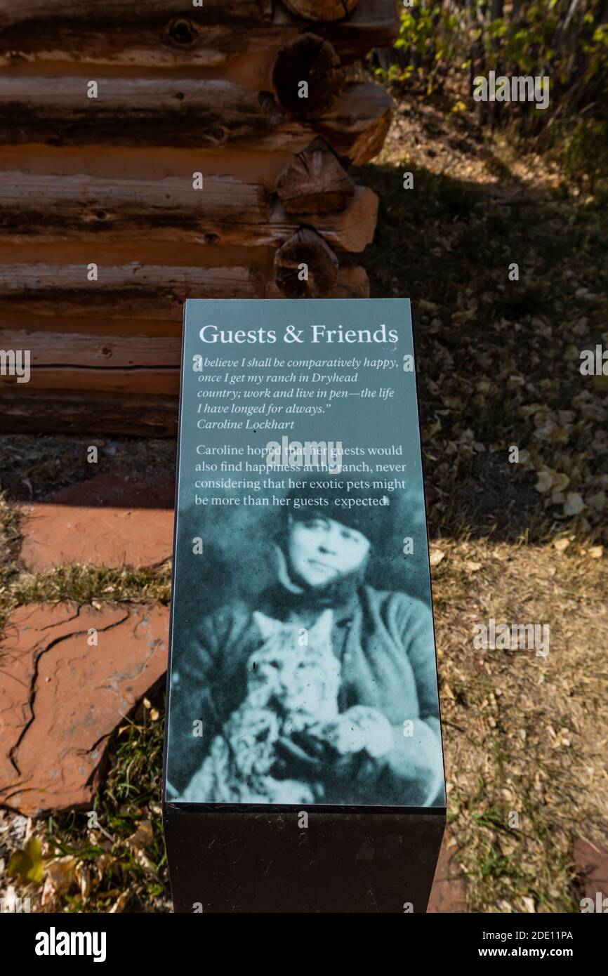 Interpretive sign for guest house at Caroline Lockhart Historic Ranch ...
