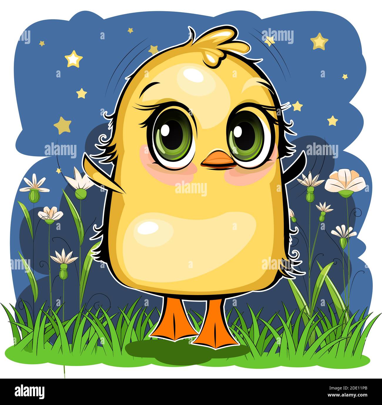 Little duckling. The funny chick is trying to take off. Cute and funny ...