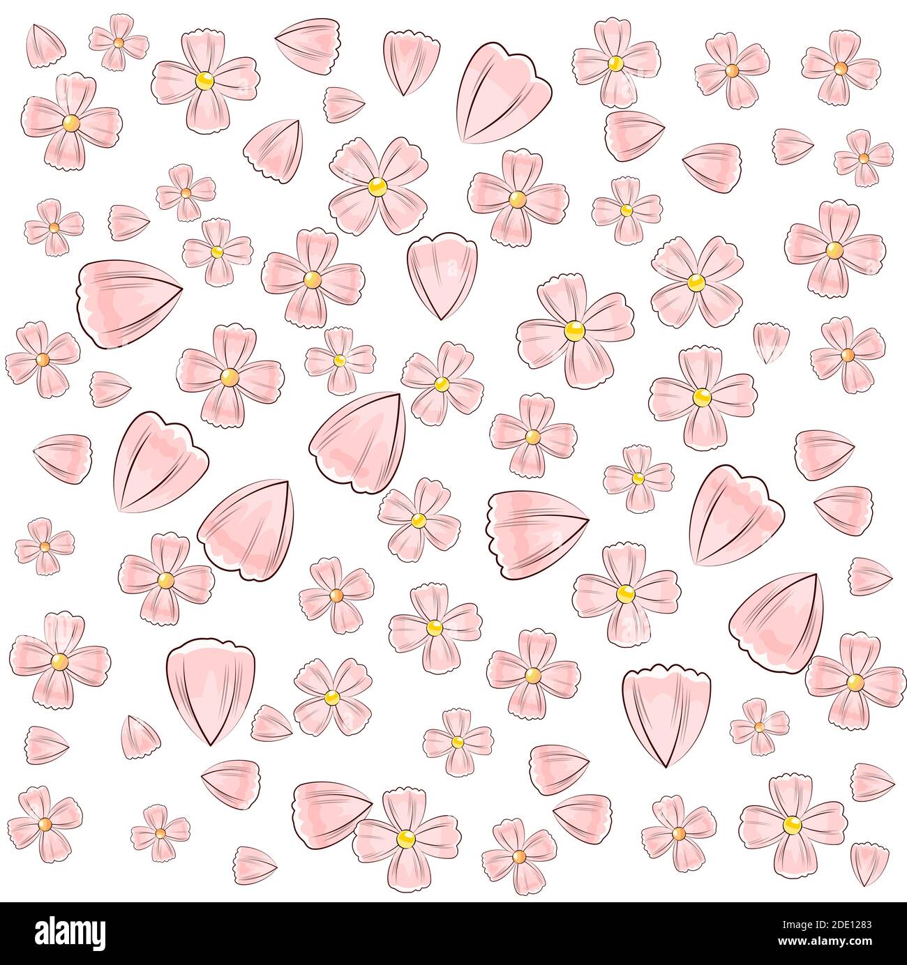 Abstract background with simple flowers. Cartoon flat style ...