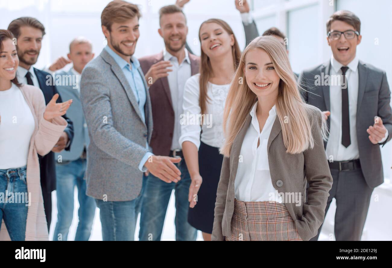 group of happy young like-minded people standing together Stock Photo ...