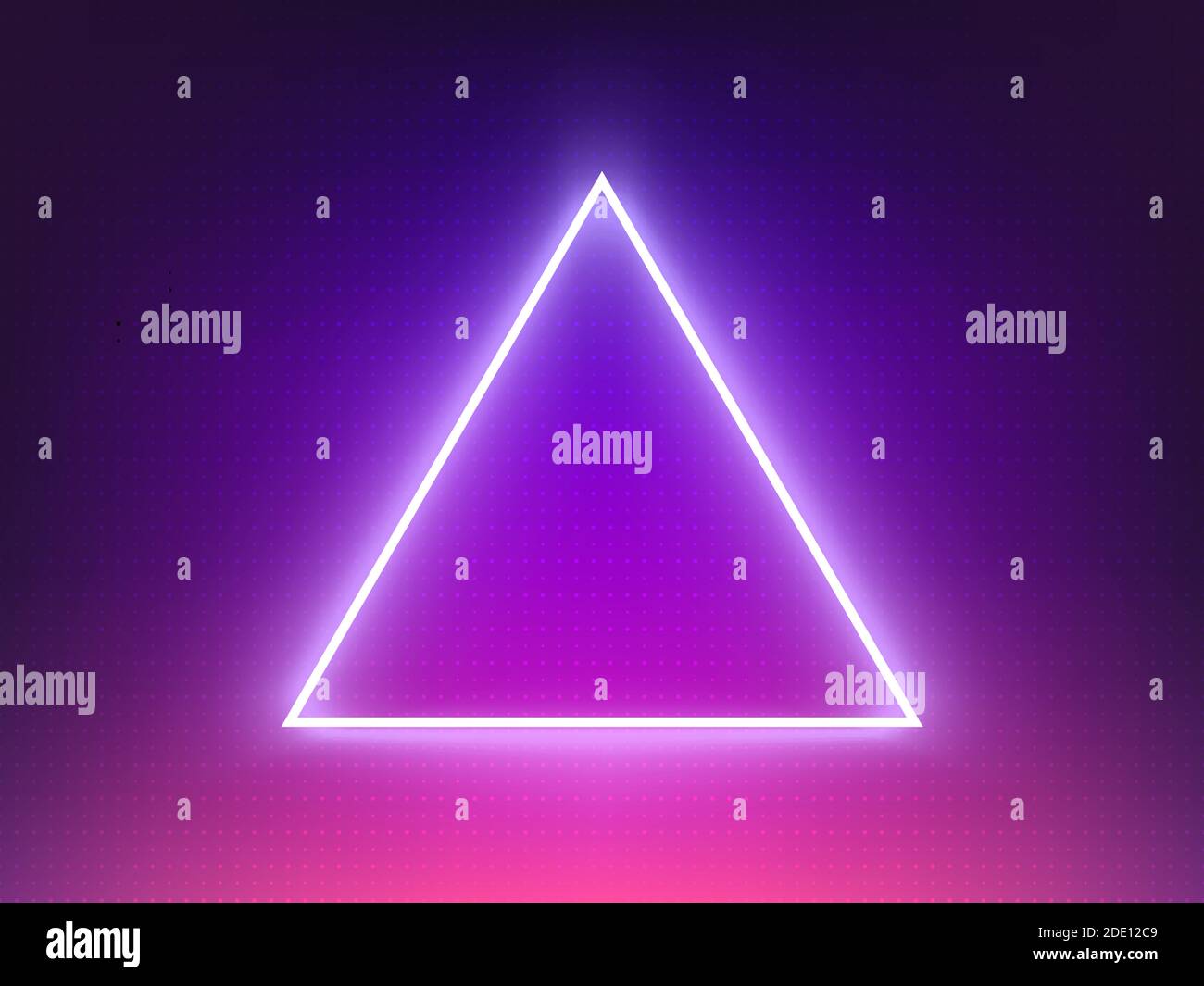 Neon triangle. Futuristic retro template. Music poster with glowing ...