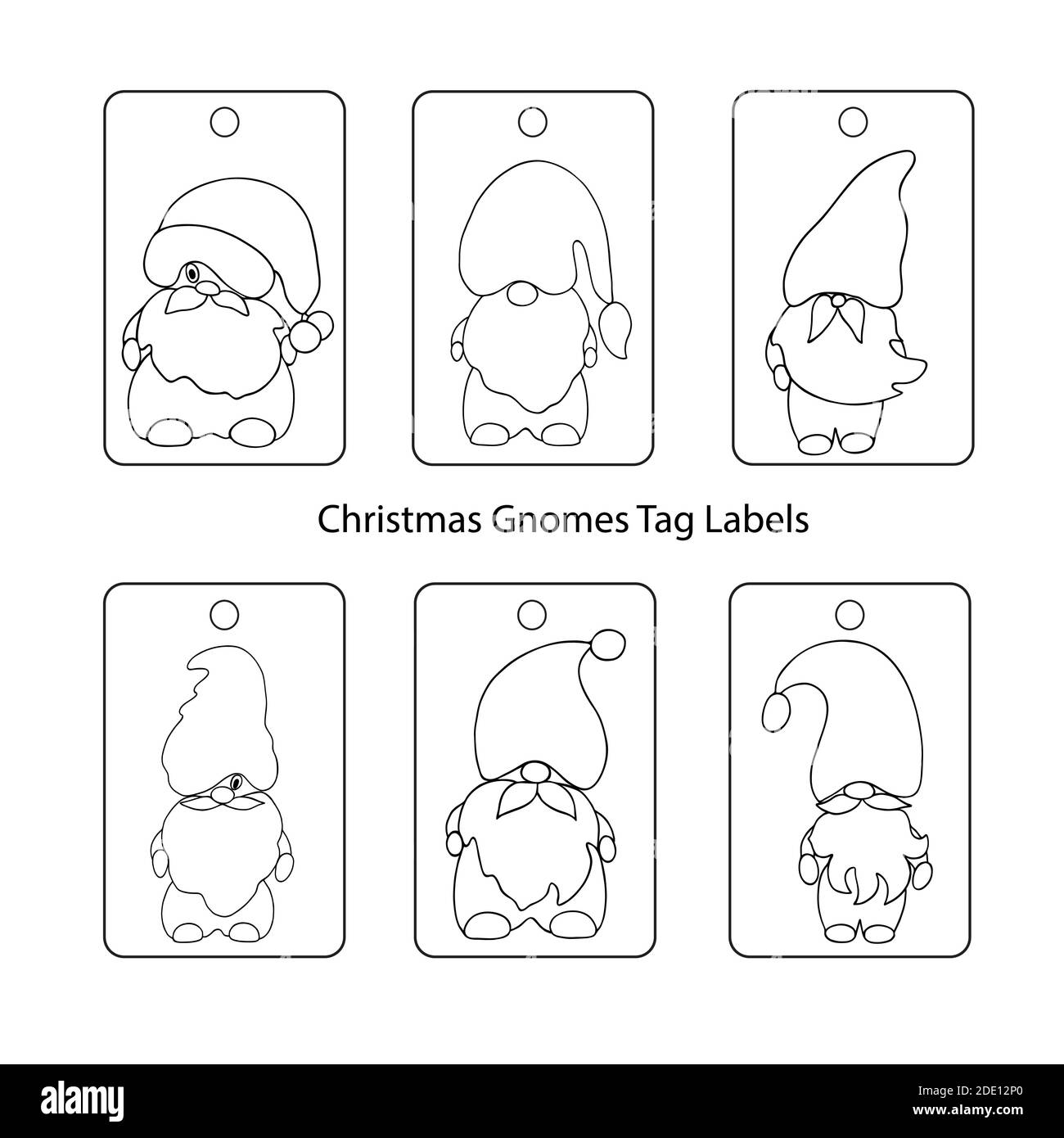 Christmas gifts tag labels set of fairy tale gnomes hand drawn in ...