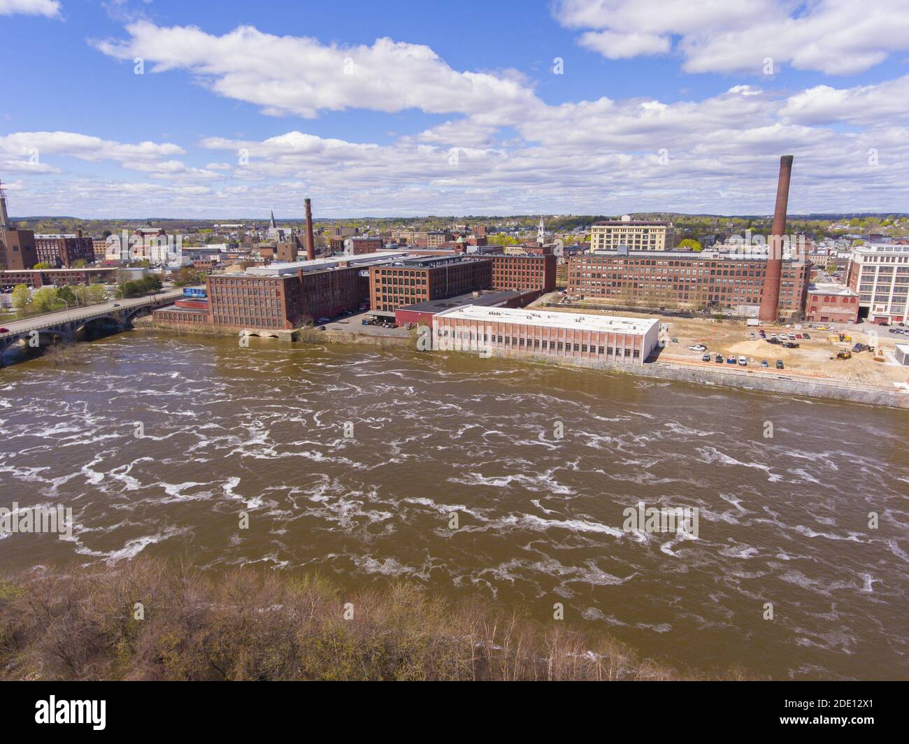 Historic mills aerial view including Pacific Mills, Washington Mills ...