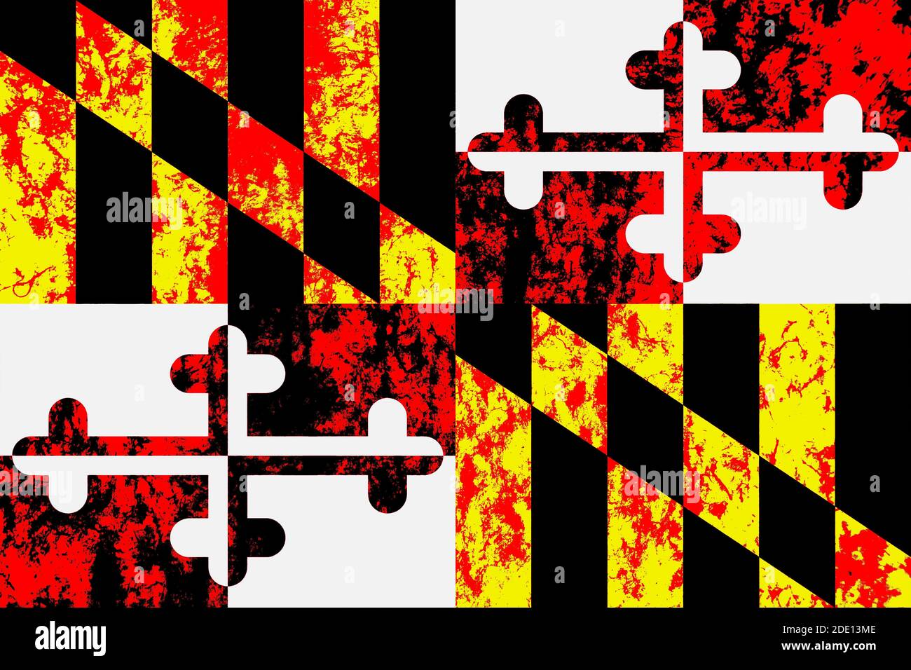 Artistic rendering of the Maryland state flag with grunge texture ...