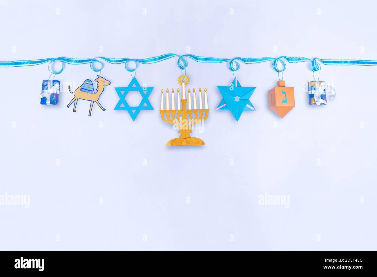 Hanukkah, or Chanukah, festival of light background with string of ...