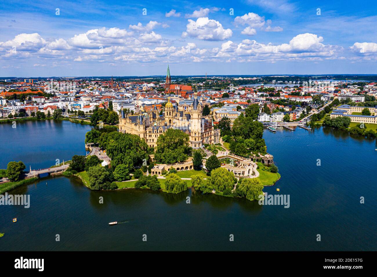Aerial of Schwerin Castle, Schwerin, Mecklenburg-Vorpommern, Germany ...