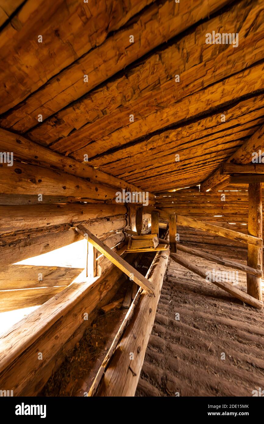 Trough for feeding cattle hay in barn at Caroline Lockhart Historic ...