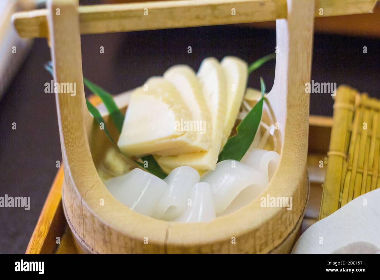 Vegetarian food made from bamboo shoots at a Japanese buddhist temple ...