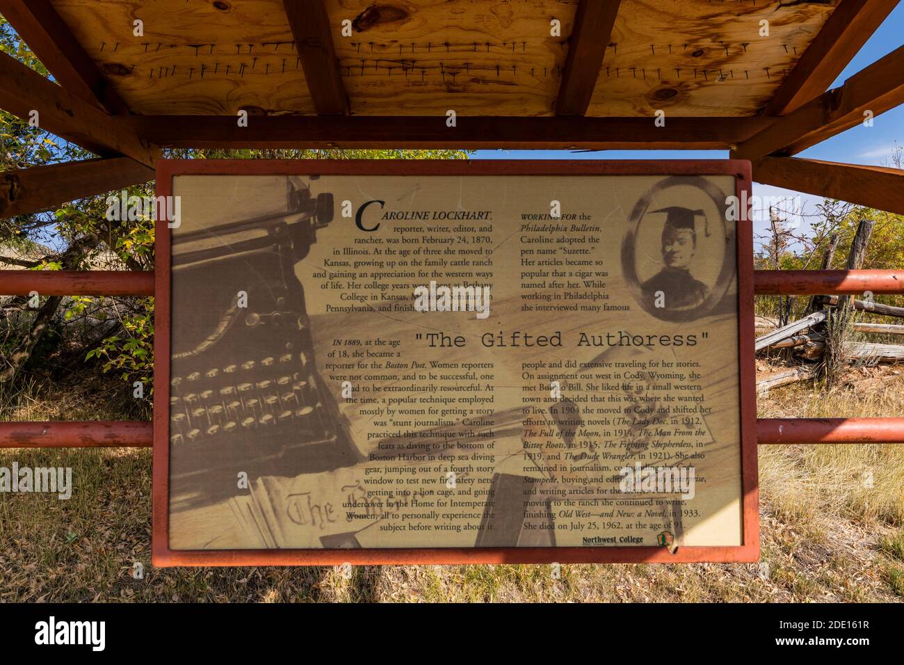 Interpretive sign about Caroline Lockhart Historic Ranch Site in ...