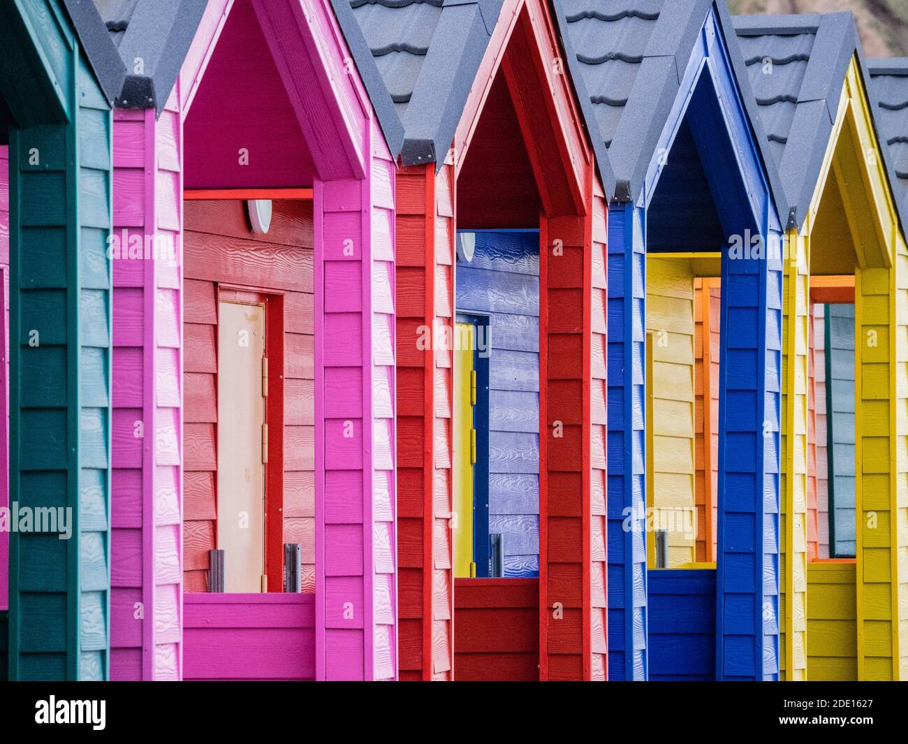 Beach huts, Saltburn-by-the-Sea, North Yorkshire, England, United ...
