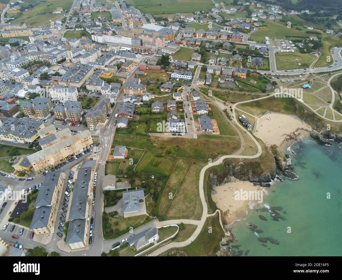 An aerial view of the Tapia de Casariego municipality in Asturias,Spain ...