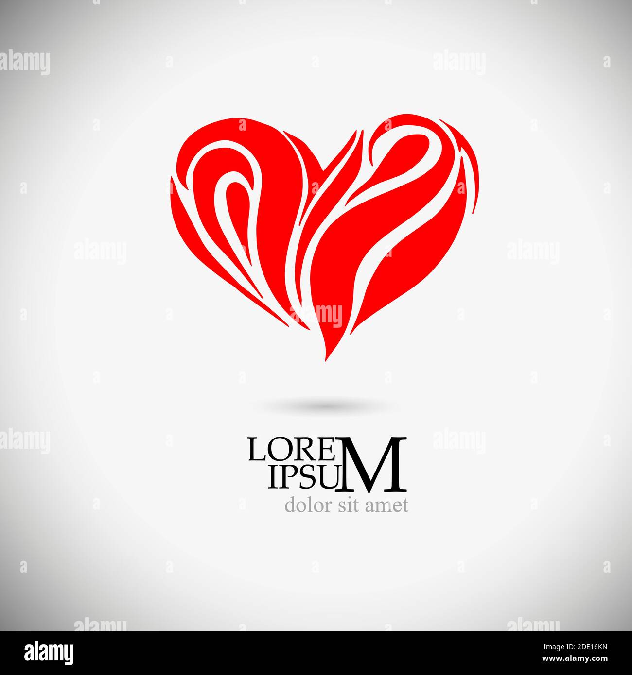 Heart logo. Red love symbol made of gradient filled shapes isolated on ...