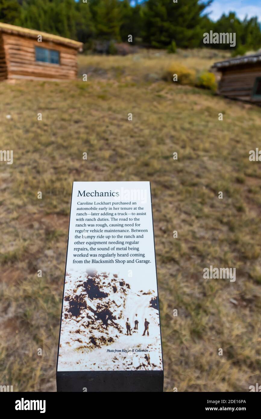 Interpretive sign for maintenance shop at Caroline Lockhart Historic ...