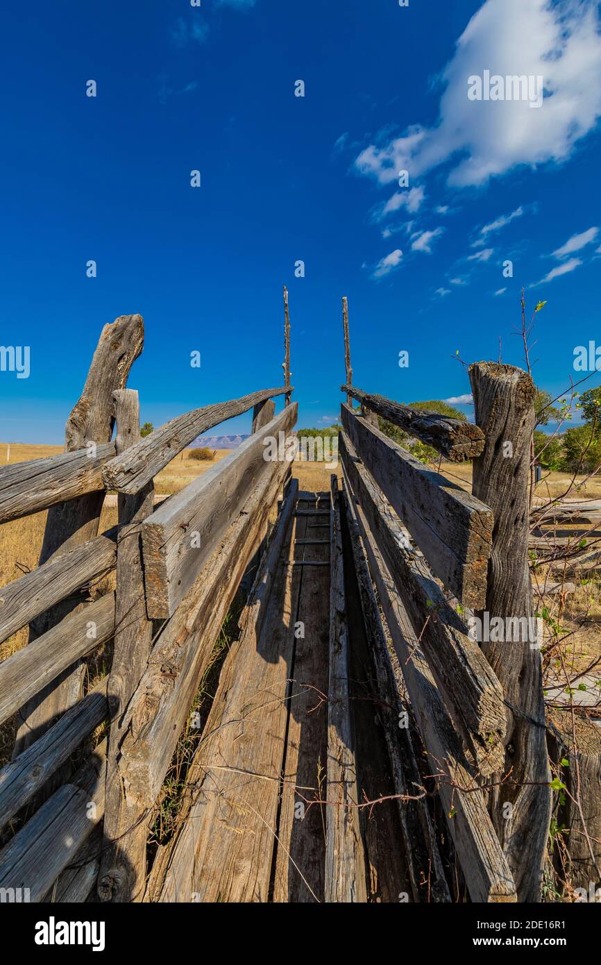 Corral at the historic Ewing-Snell Ranch at Bighorn Canyon National ...