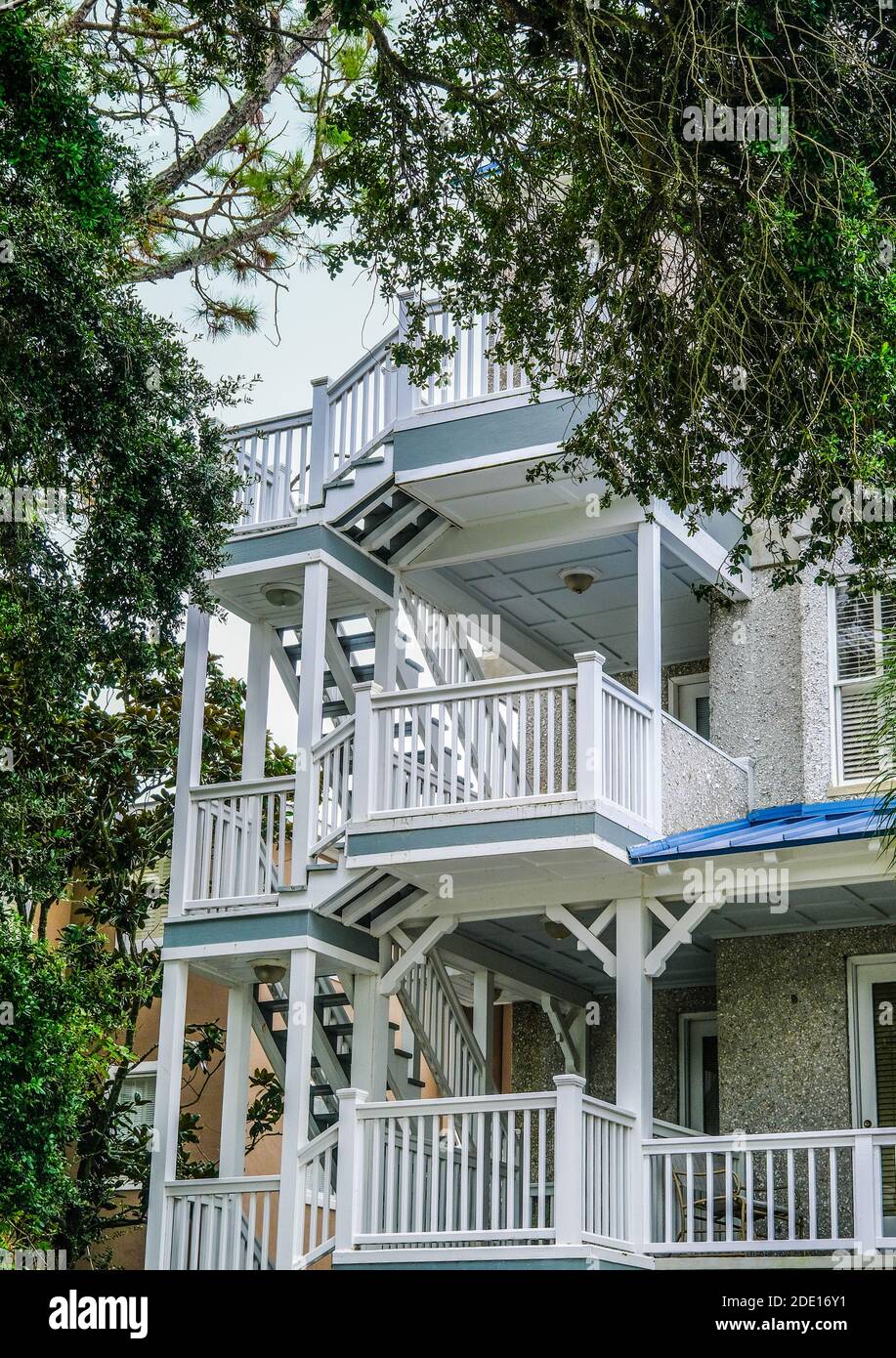 White Wood Stairs and Verandas Stock Photo - Alamy