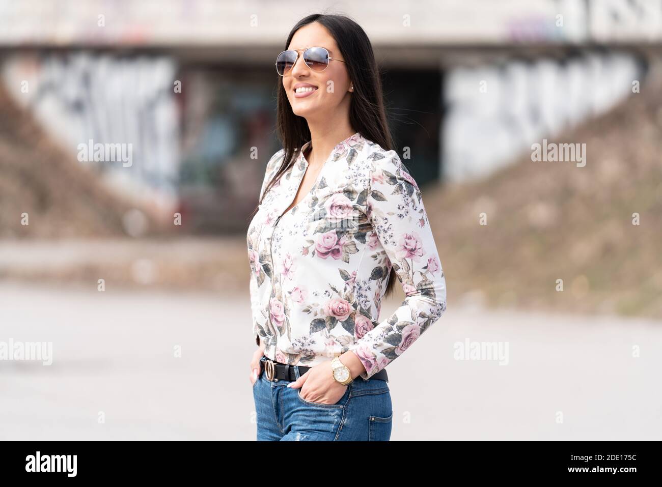 Young Stylish Girl Wearing Modern Clothing Walking in Urban City ...