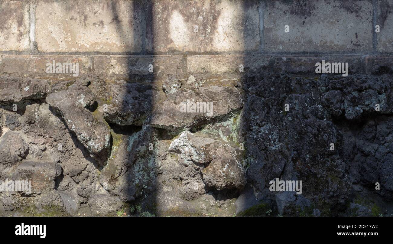 Light and shadows play with shadows on a beautiful stone wall Stock ...