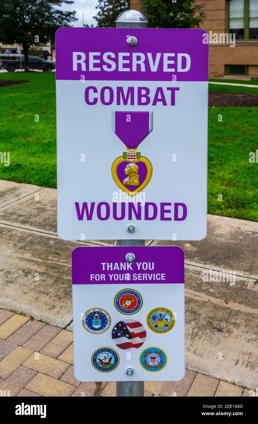 Texas, Williamson County, Georgetown, parking space reserved for combat ...